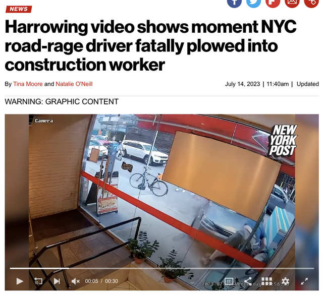 曼哈顿路怒司机撞人致死视频曝光 | 八阕